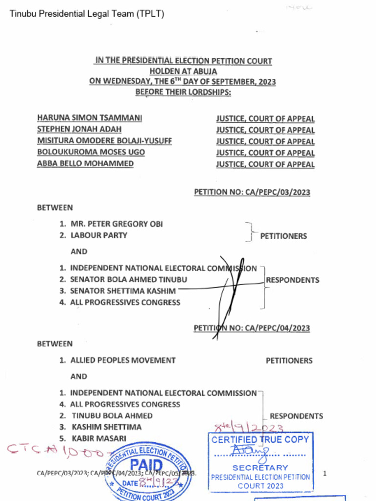 Judgment of The Presidential Election Petition Court. | PDF | National ...