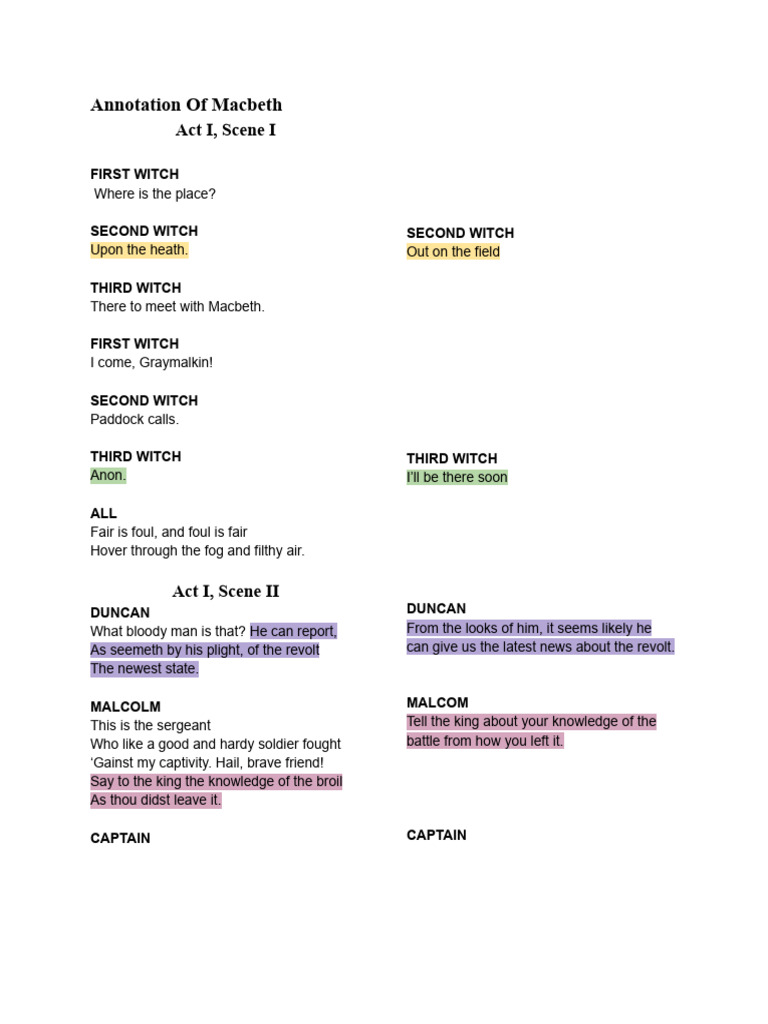 Macbeth: Annotated Scenes | PDF | Macbeth