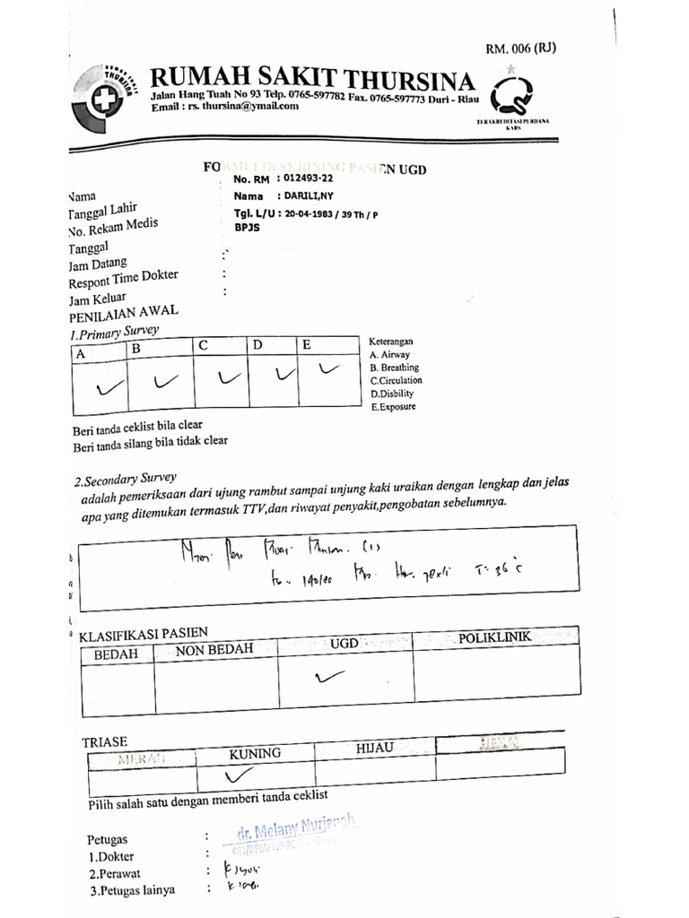 FORM SKRINING UGD TRIASE SCAN Ep 2 2 | PDF