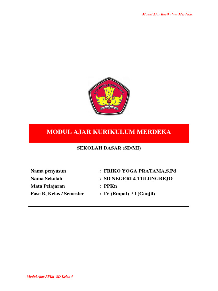 Modul Ajar PPKN Kelas 4 | PDF