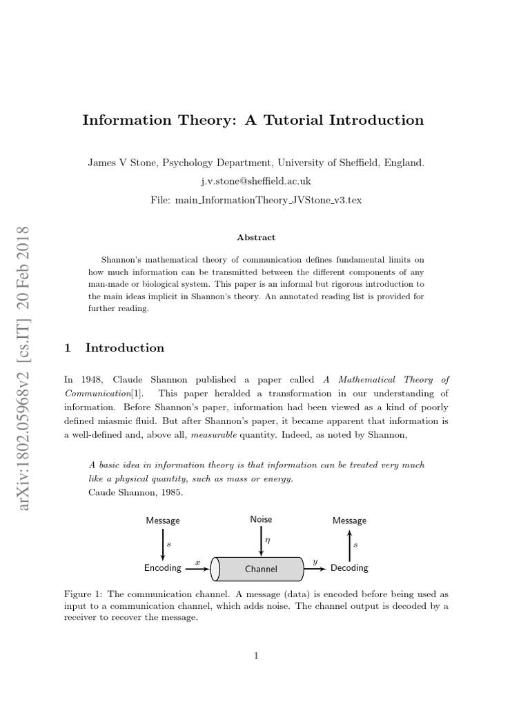 Information Theory A Tutorial Introduction 1 20 Pdf Normal Distribution Bit
