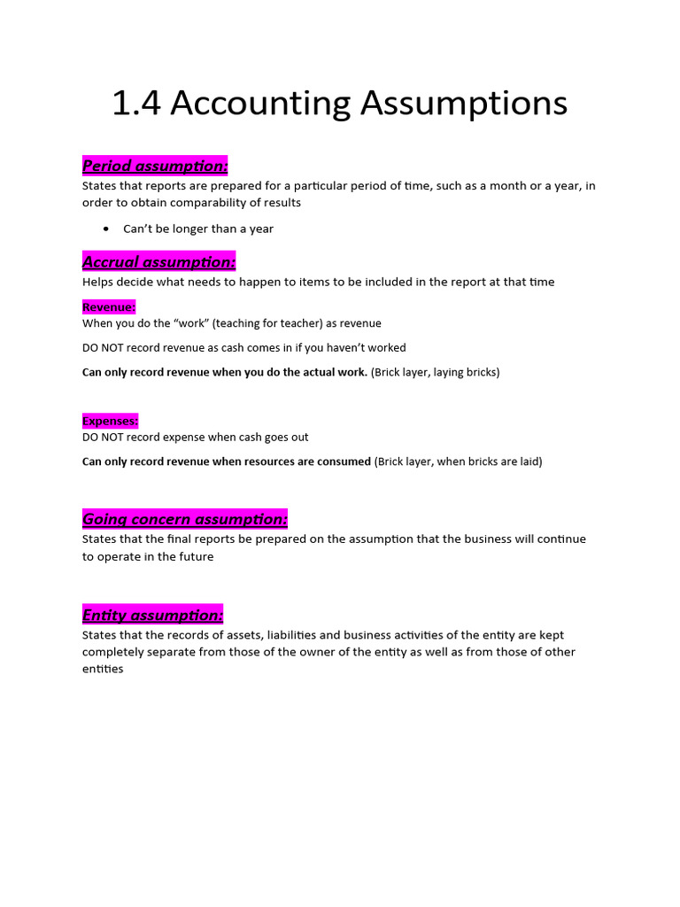 1.4 Accounting Assumptions | PDF