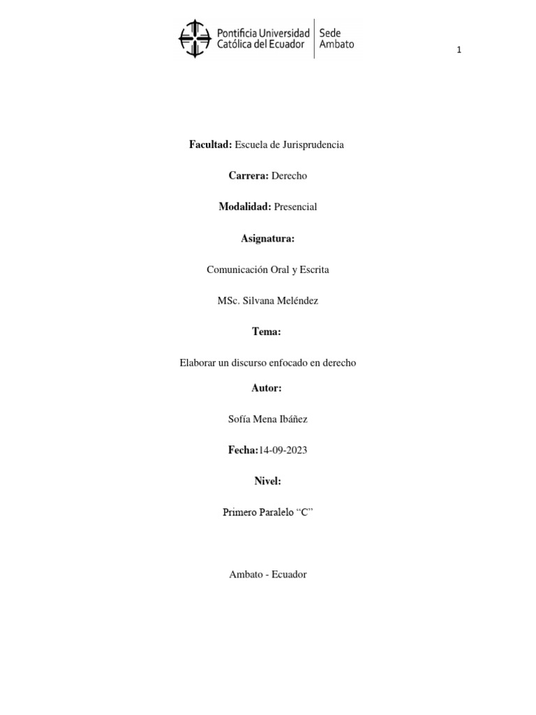 Discurso Sofía Mena | PDF | Política | Derecho