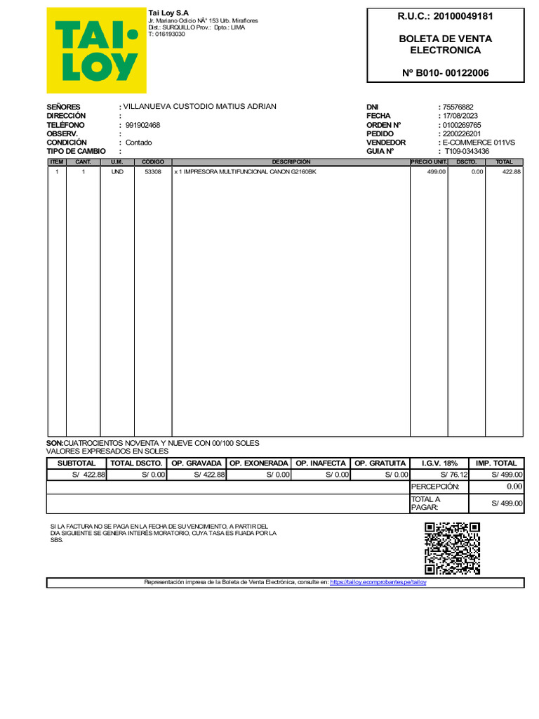 Villanueva Custodio Matius Adrian: Item Cant. U.M. Código Descripción ...