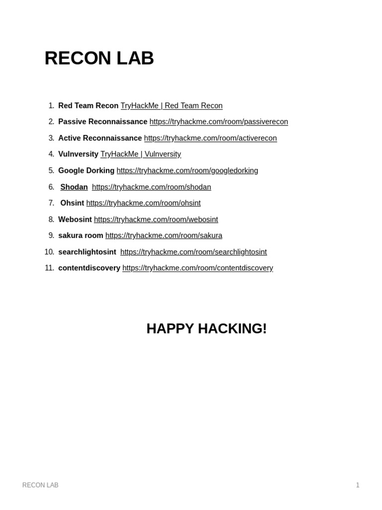 Recon Lab | PDF