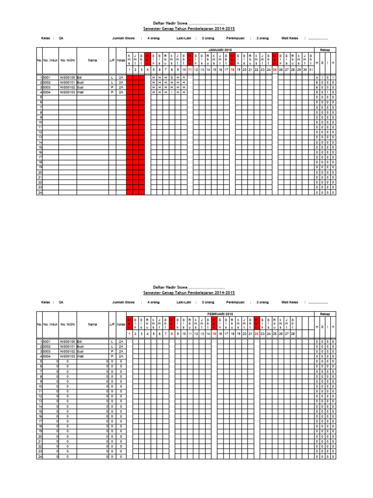 Rekap Absensi Siswa dan Guru 2023 | PDF