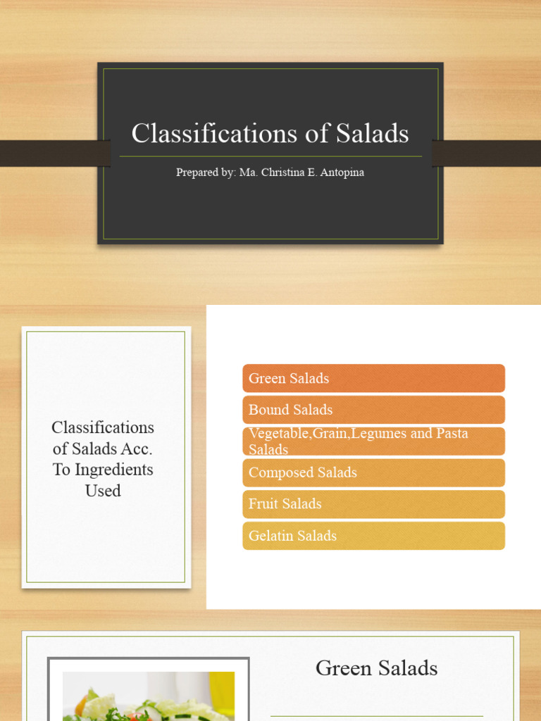 Classifications of Salads | PDF | Salad | Pasta