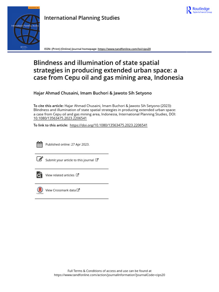 Blindness And Illumination Of State Spatial Strategies In Producing Extended Urban Space A Case