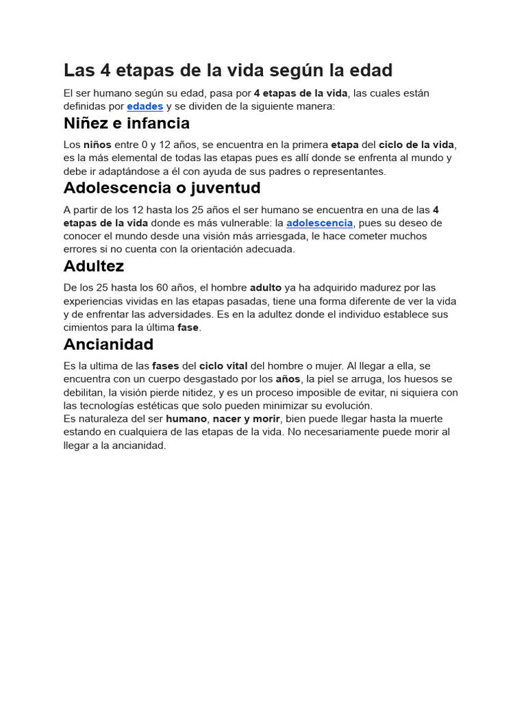 4 Etapas de La Vida PDF | PDF | Salud y bienestar