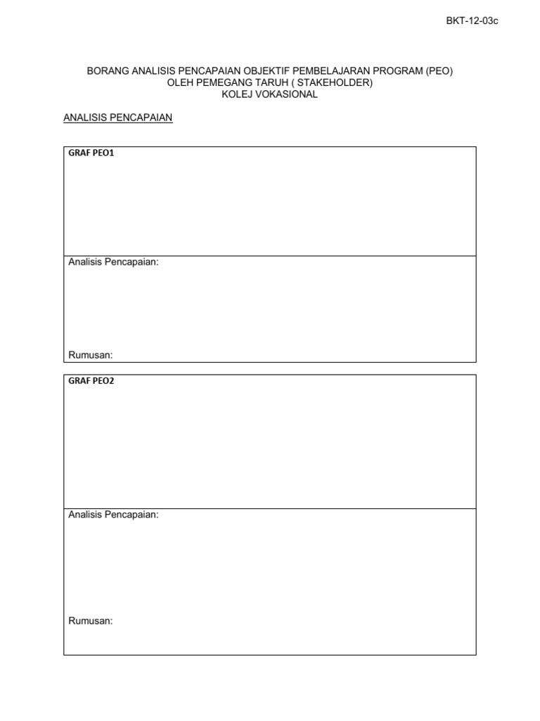 BKT-12-03c Borang Analisis Kaji Selidik PEO Oleh Pemegang Taruh | PDF