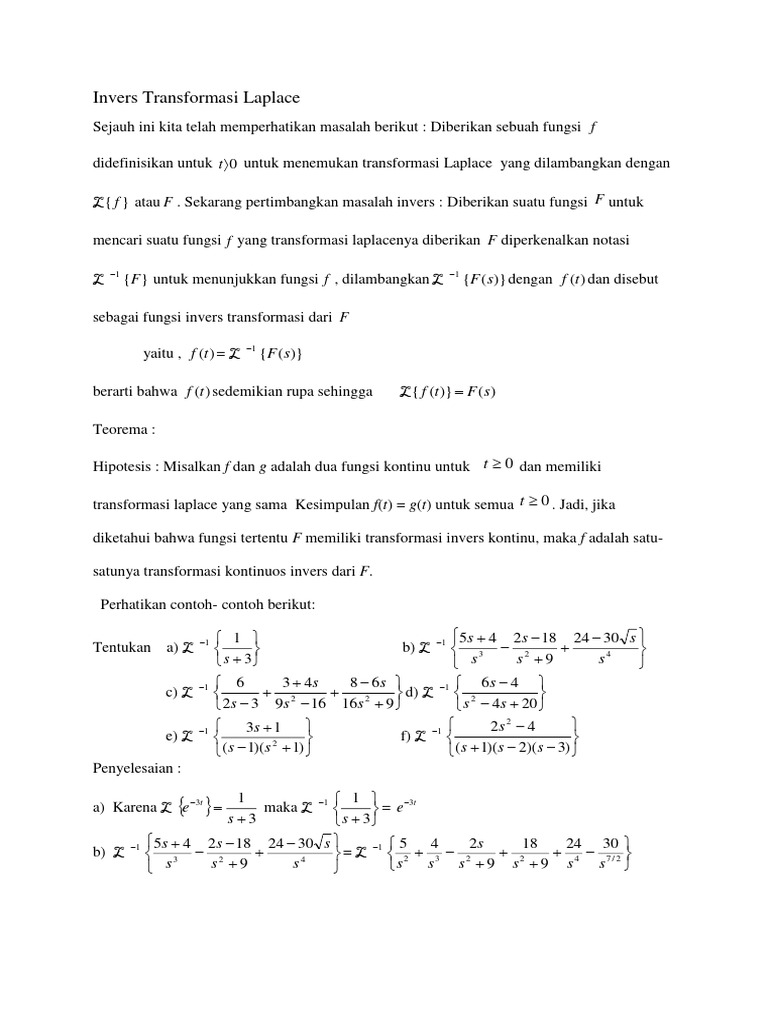 Invers Transformasi Laplace 13 Nop 2023 | PDF