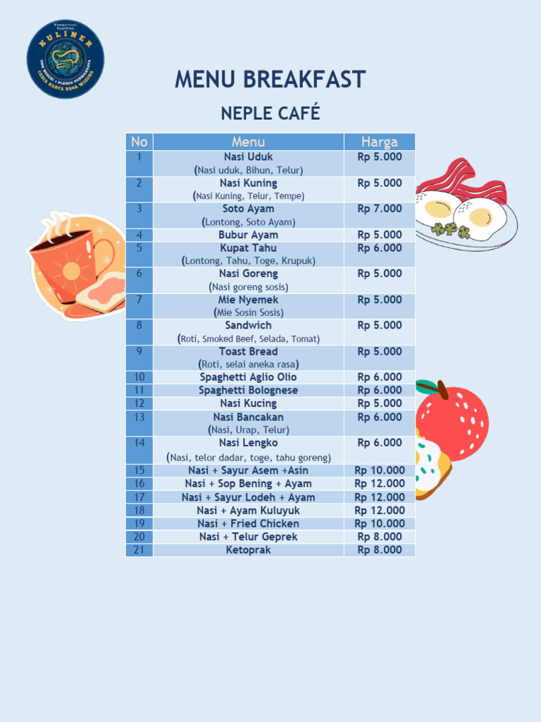 Menu Breakfast | PDF