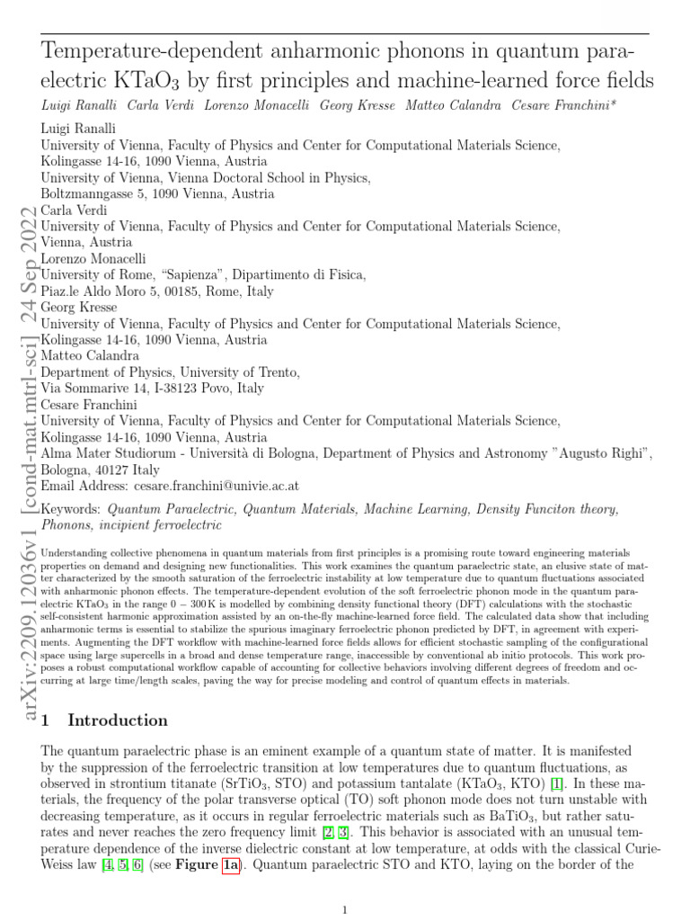 Temperature-Dependent Anharmonic Phonons in Quantu | PDF | Phonon | Dielectric