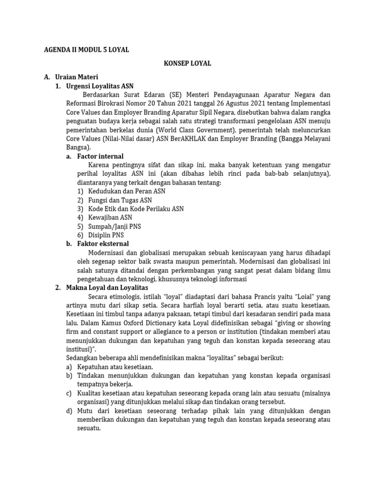 Agenda II Modul 5 Loyal | PDF