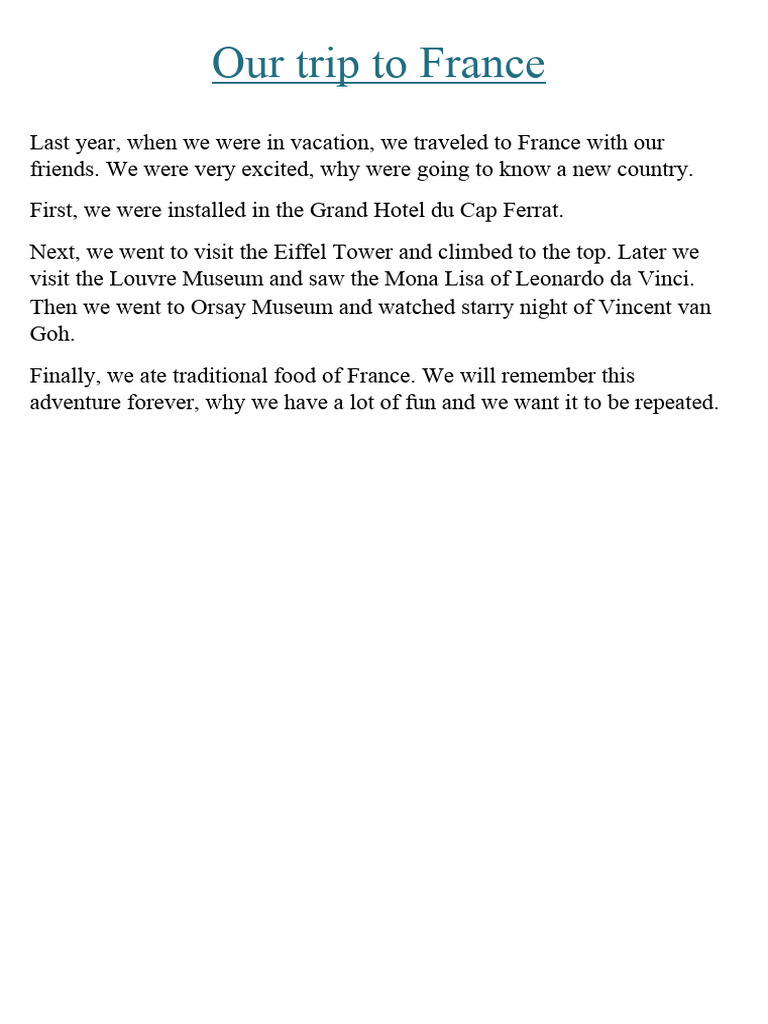 Our Trip To France | PDF