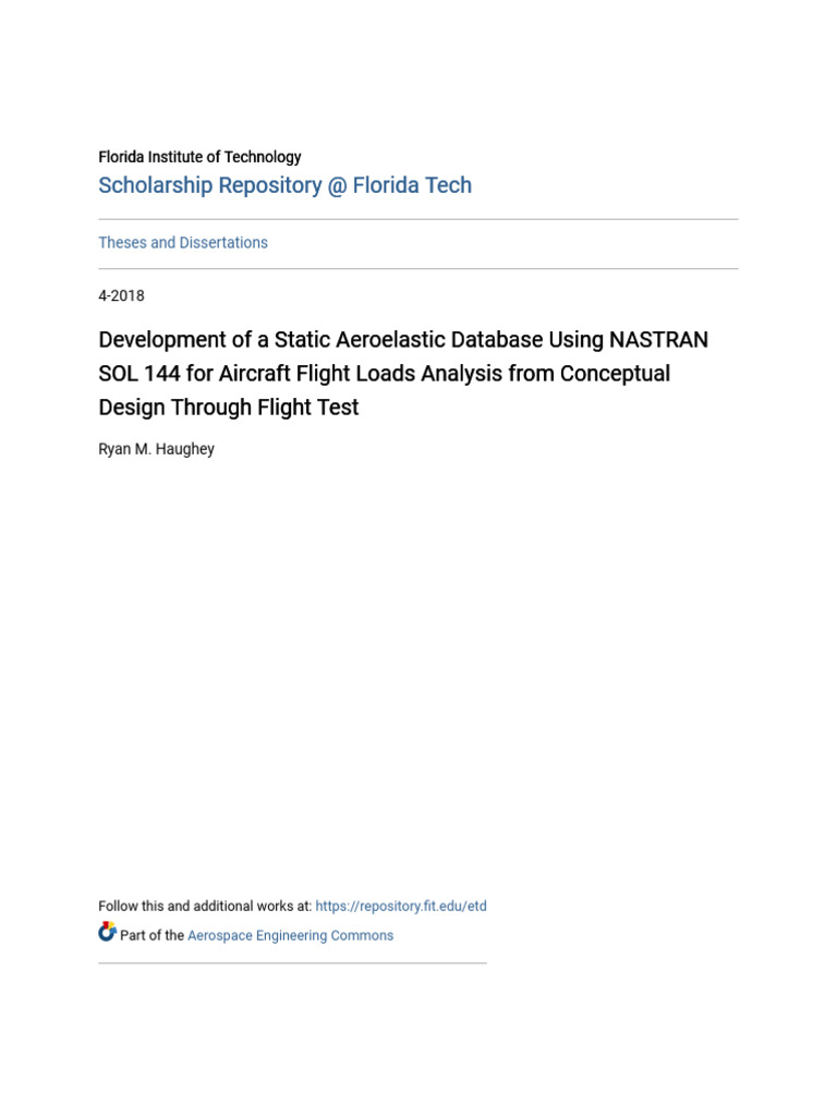 Development Of A Static Aeroelastic Database Using Nastran Sol 14 Pdf Finite Element Method