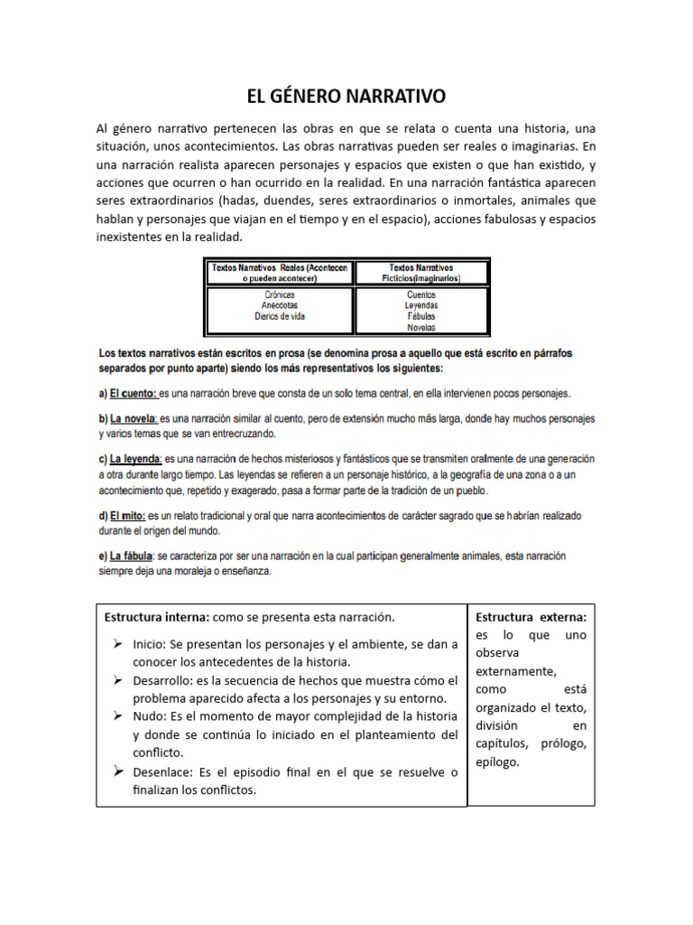 El Género Narrativo | PDF | Narración