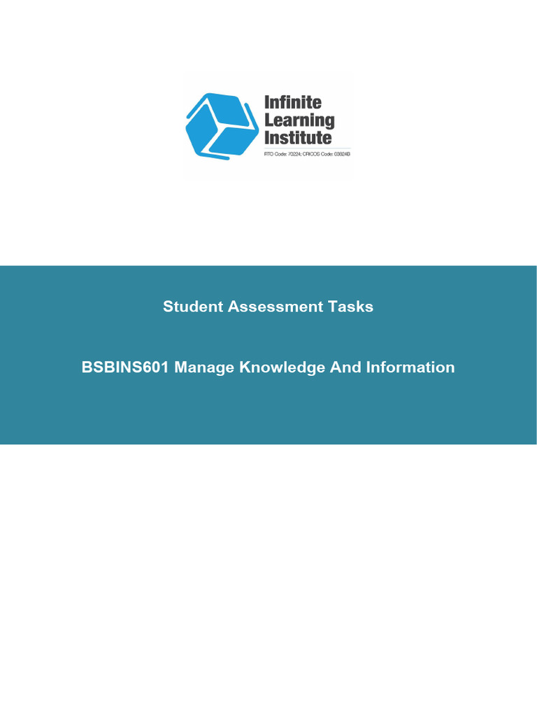 Assessment Template - BSBINS601 - Task1 & 2 | PDF | Information | Risk