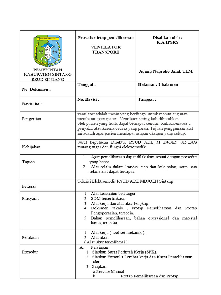 Protap Pemeliharaan Venti Transport | PDF | Sains & Matematika