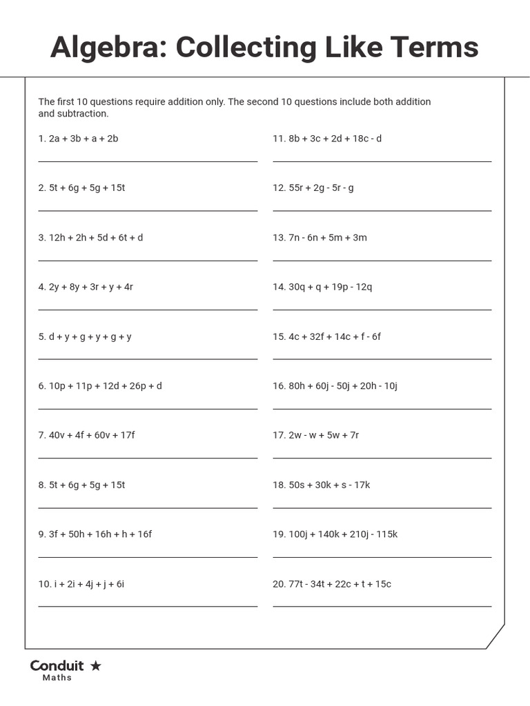 Collecting Like Terms | PDF | Mathematics | Science