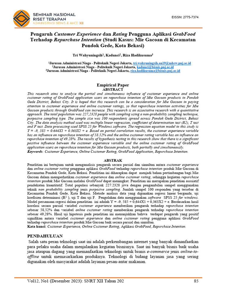 11 85-95PNJ Pengaruh+Customer+Experience+dan+Rating+Pengguna+Aplikasi+GrabFood+Terhadap ...