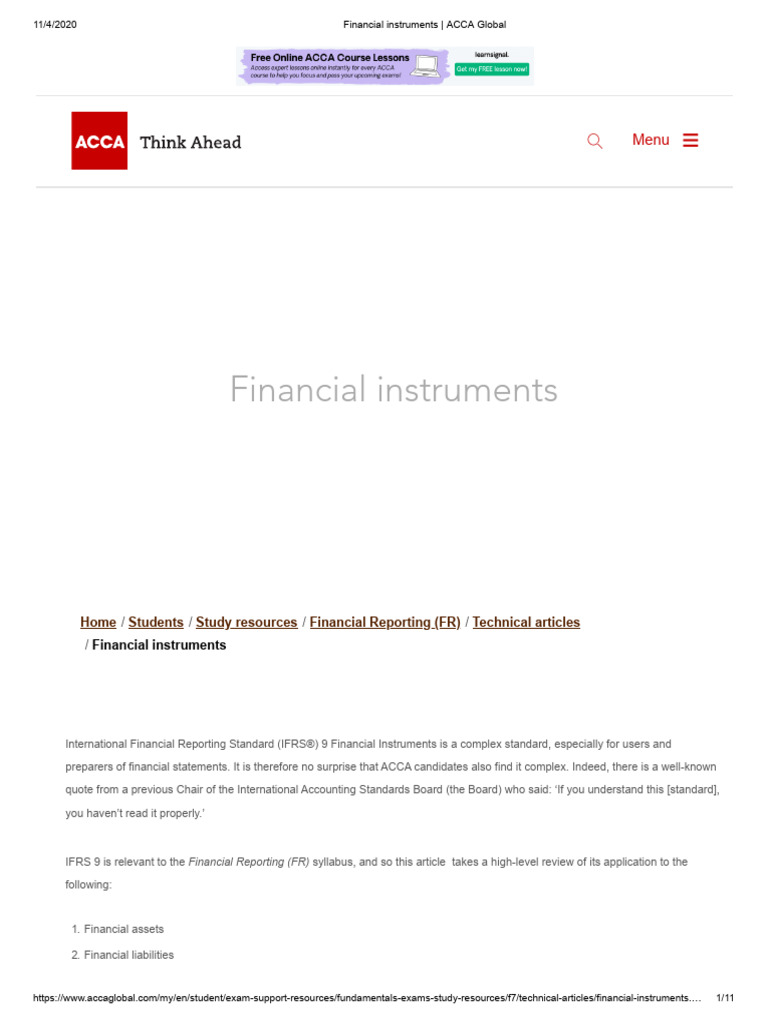 Acca - Financial Reporting | PDF | Interest | Equity (Finance)