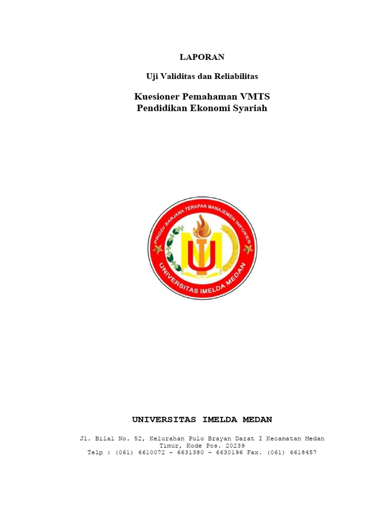 Uji Validitas - Reliabilitas Kuesioner Pemahaman VMTS Fix | PDF
