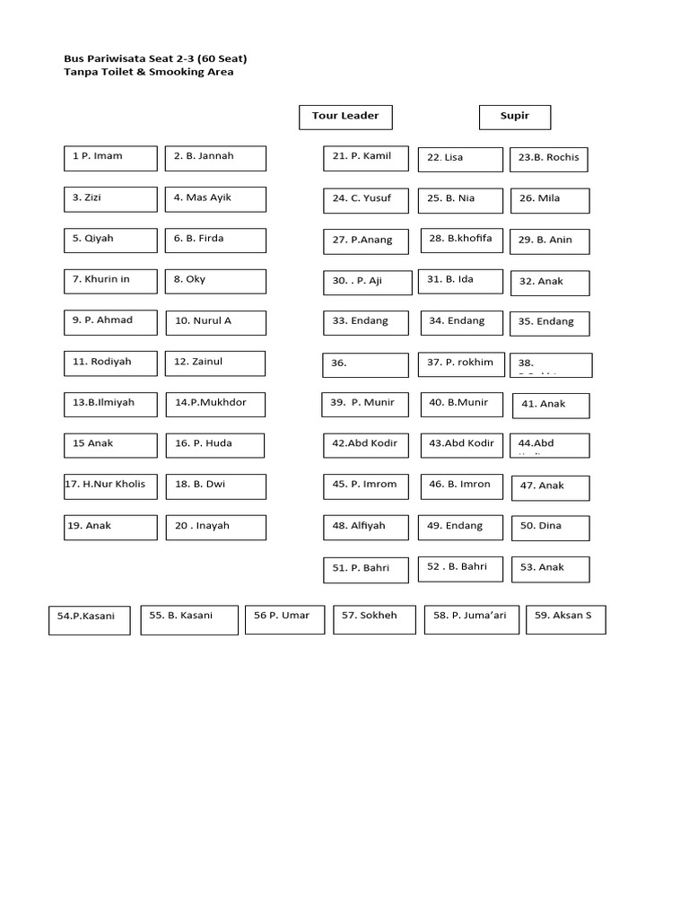 Denah Bus Seat 60 | PDF