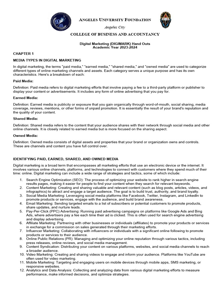 DigiMark HandOuts 1 | PDF | Digital Marketing | Advertising