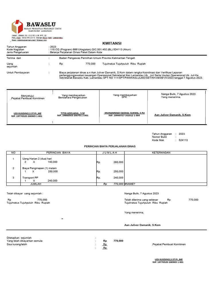 3 Kwitansi Agustus | PDF