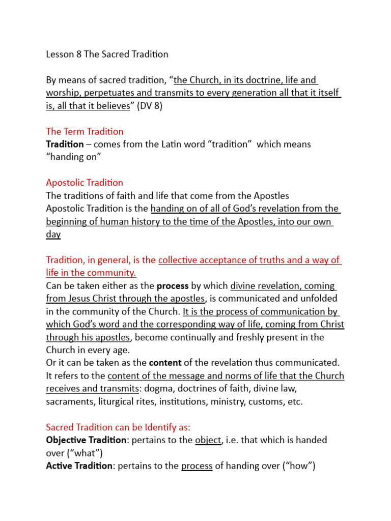 Understanding Sacred Tradition in Faith | PDF | Catholic Church ...