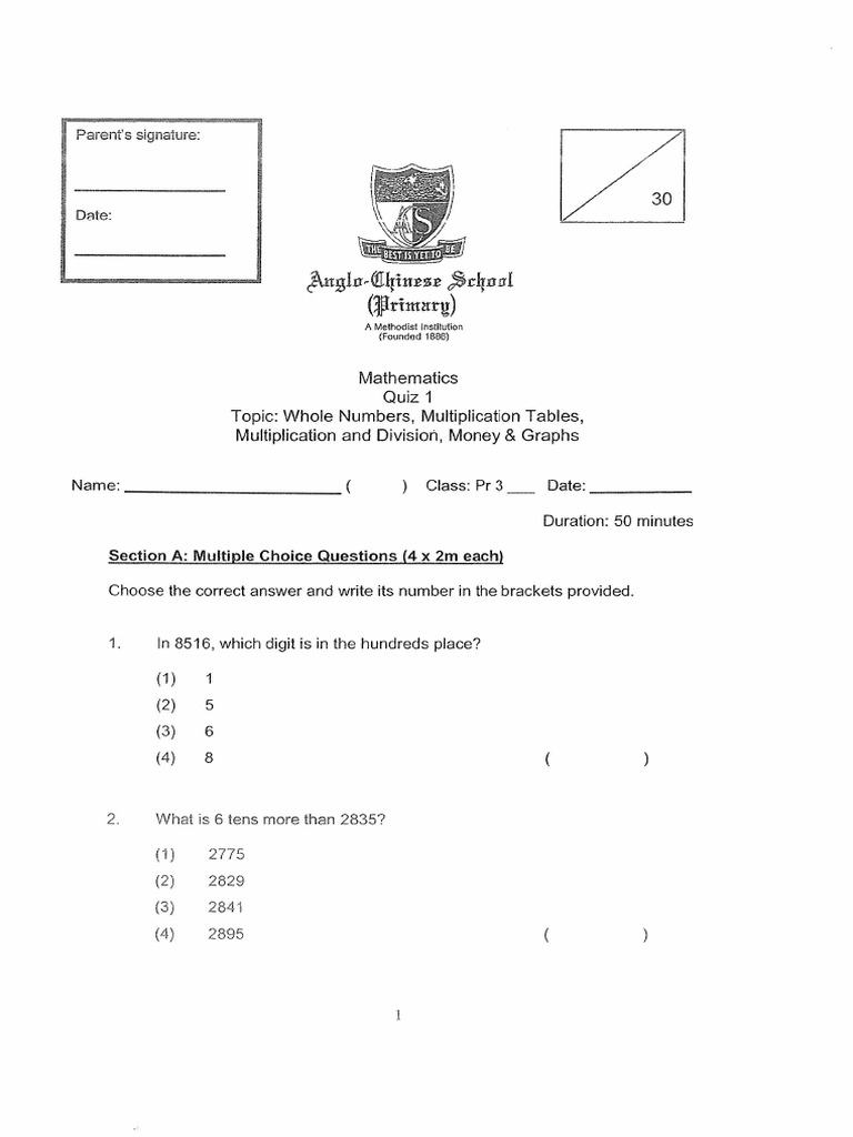 P3 Maths 2021 ACSP Q1 Papers | PDF