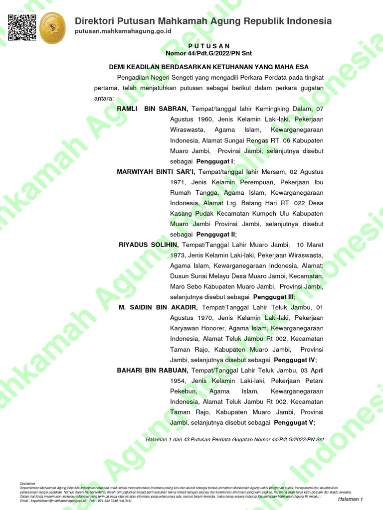 Putusan 44 PDT.G 2022 PN SNT 20231121124553 | PDF