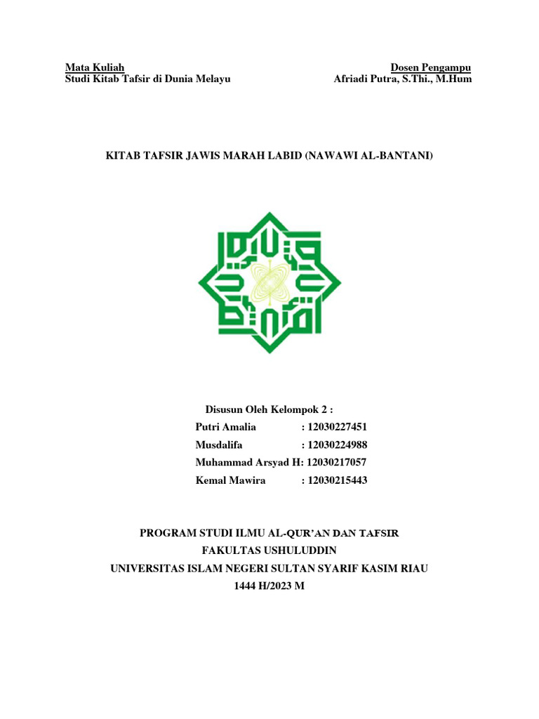 "Tafsir Marah Labid: Kajian dan Keunikan" | PDF