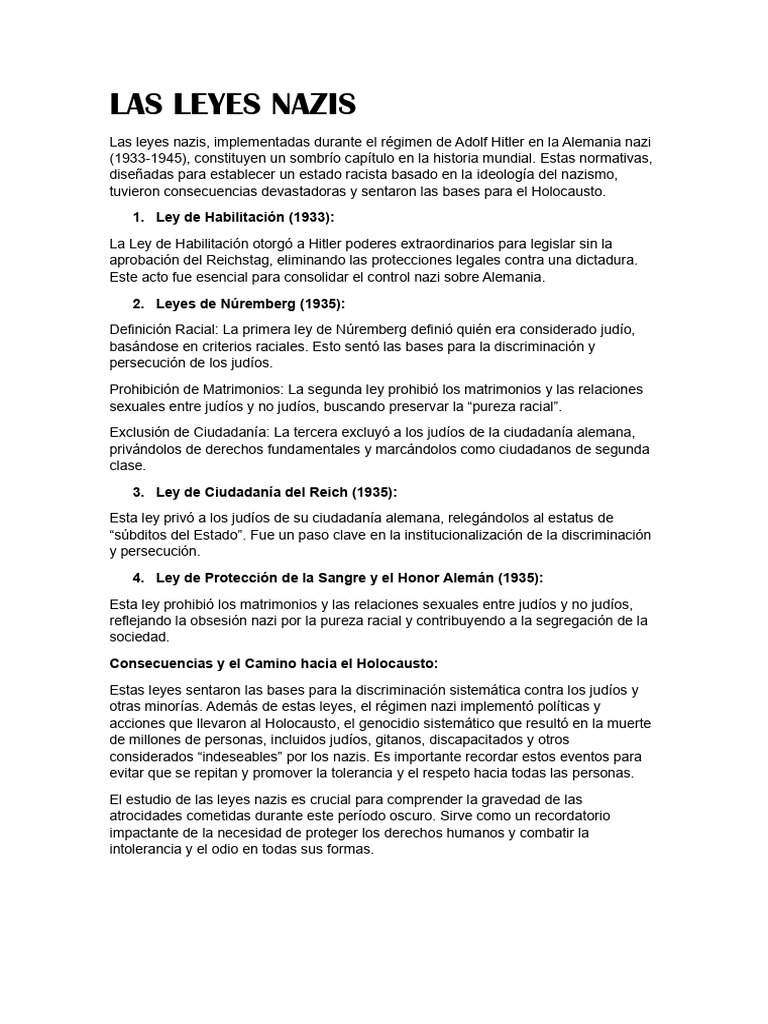 Las Leyes Nazis: 1. Ley de Habilitación (1933) | PDF