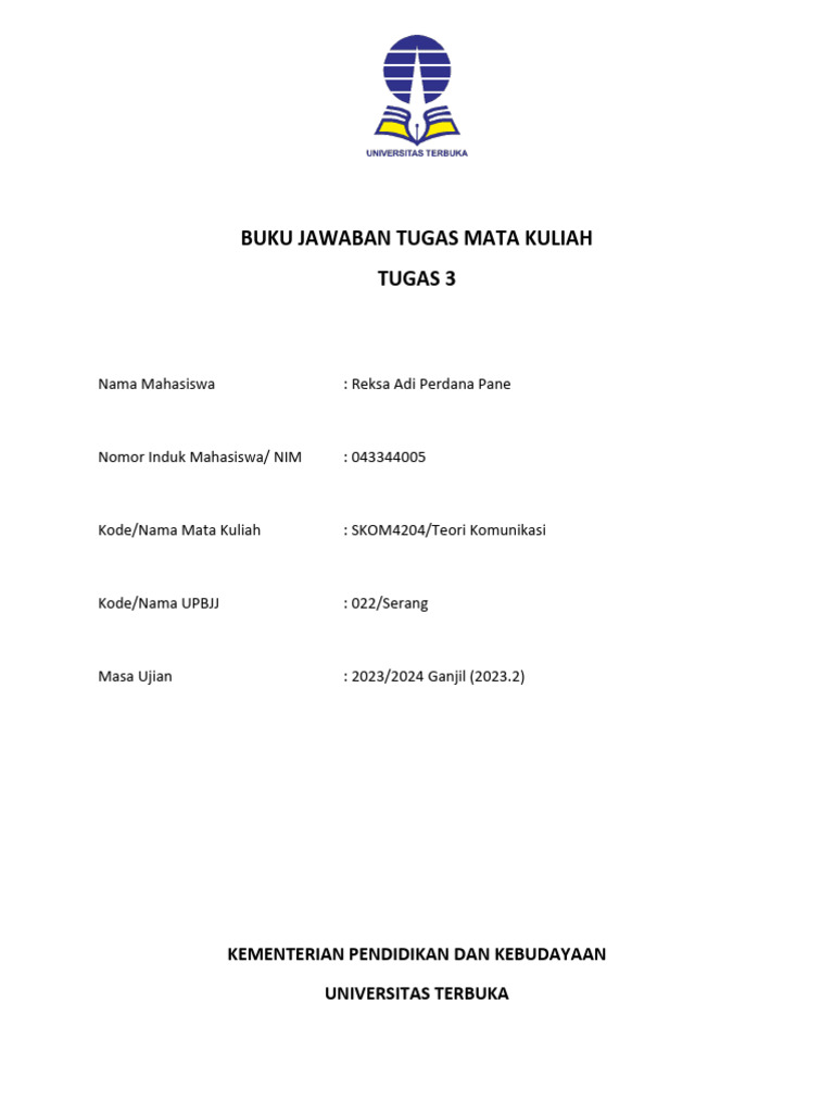 Tugas 3 - S5 - Skom4204 - Reksaadiperdanapane - 043344005 | PDF