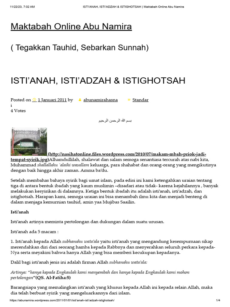 Isti'Anah, Isti'Adzah & Istighotsah - Maktabah Online Abu Namira | PDF | Filsafat | Agama ...