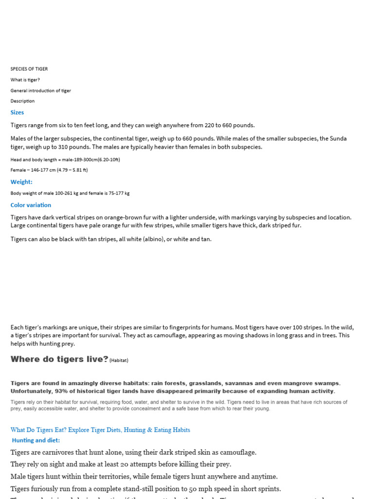 Tiger | PDF | Tiger | Panthera