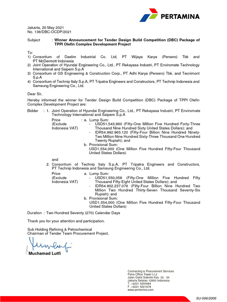 2021.05.20 DBC Package Olefin TPPI Winner Announcement | PDF