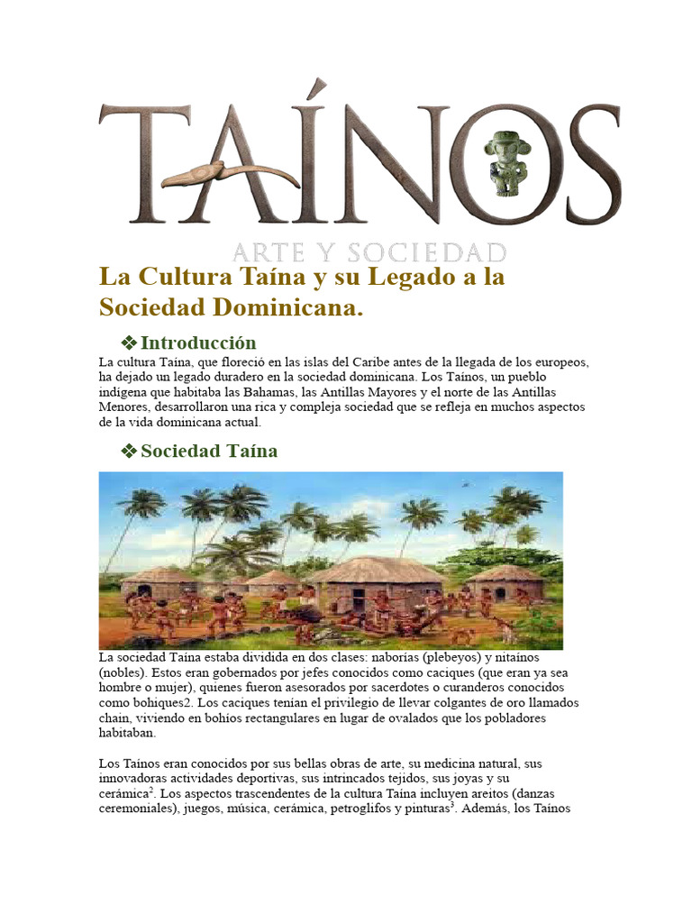 Legado Taíno en la Cultura Dominicana | PDF | Ciencias sociales | Historia