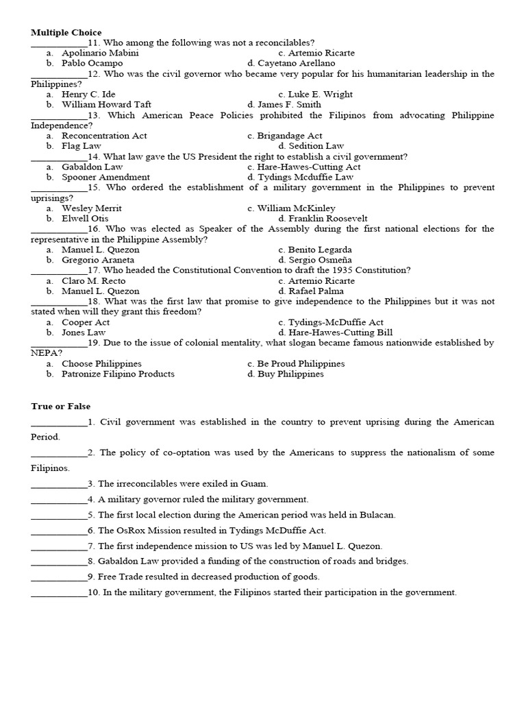 Multiple Choice | PDF | Philippines | Government