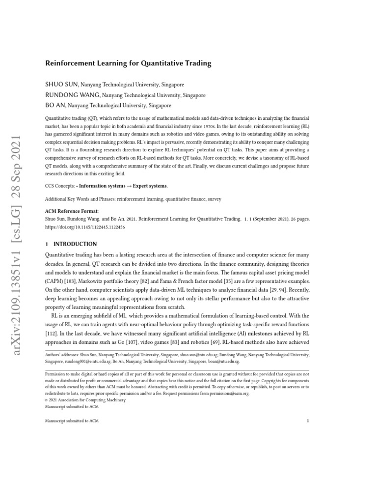 Reinforcement Learning For Quantitative Trading - 2021 | PDF | Day ... Reinforcement Learning For Quantitative Trading - 2021 | PDF | Day ...