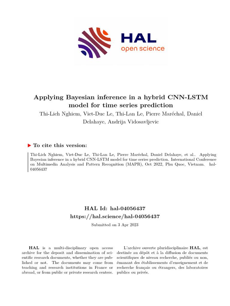 Applying Bayesian Inference In A Hybrid Cnn Lstm Model For Time Series Prediction Pdf Time