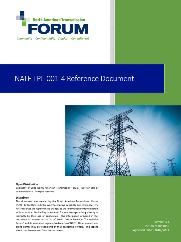 Natf TPL 001 4 Reference Document | PDF | Electric Power Transmission | Reliability Engineering
