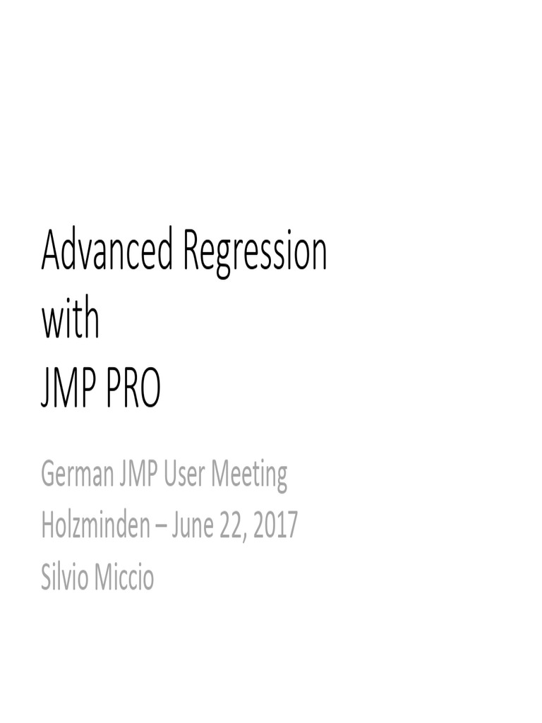 Advanced Regression With JMP PRO Handout | Download Free PDF ...