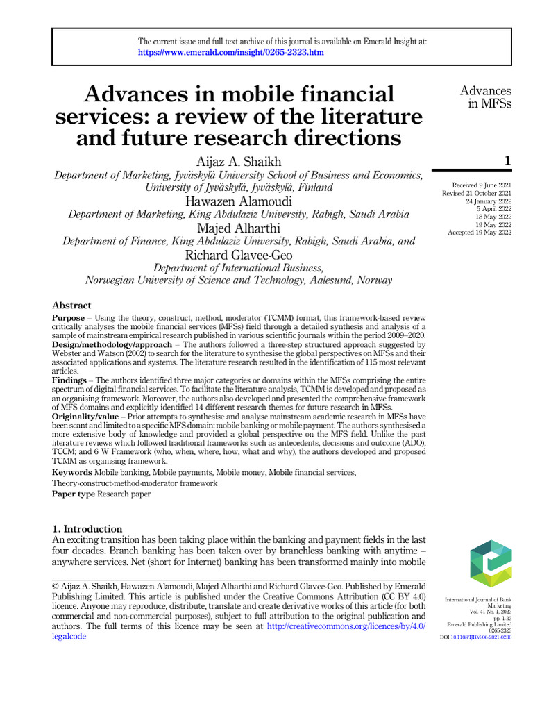 10 1108 - Ijbm 06 2021 0230 | PDF | Mobile Phones | Banks