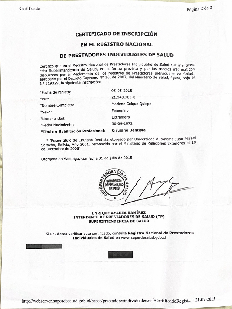 Certificado de Inscripcion | PDF