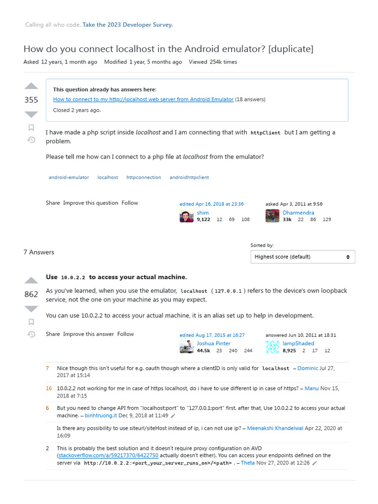 How Do You Connect Localhost In The Android Emulator Stack Overflow Pdf Proxy Server