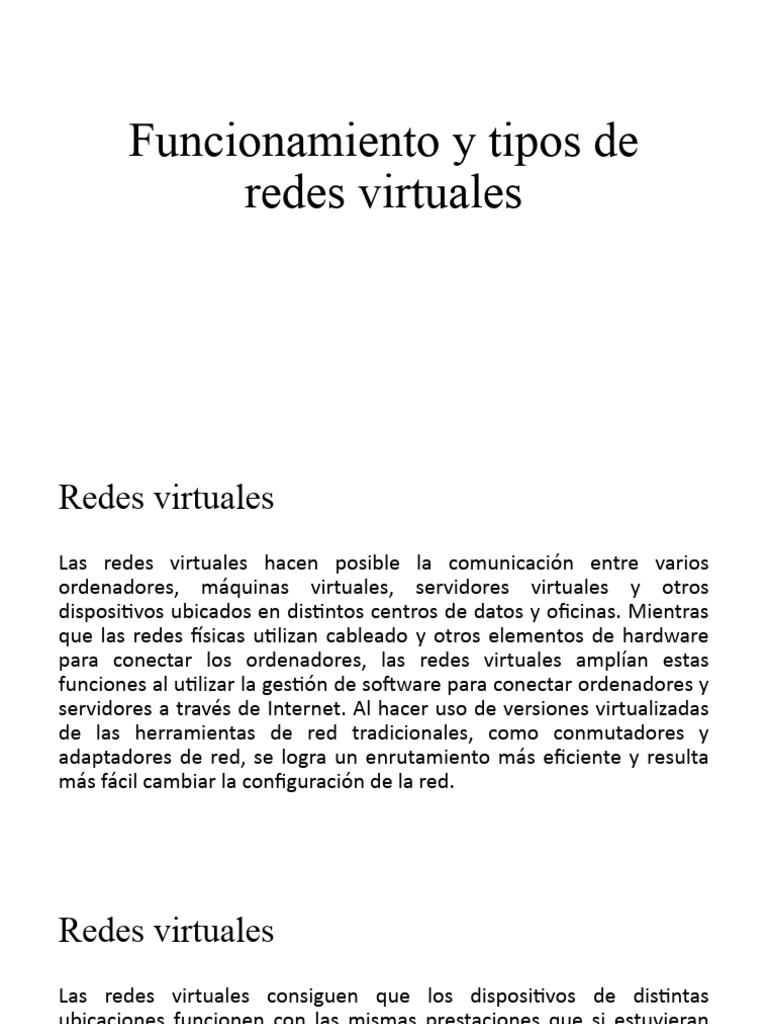 U1. Funcionamiento y Tipos de Redes Virtuales | PDF | Red privada virtual | Red de computadoras