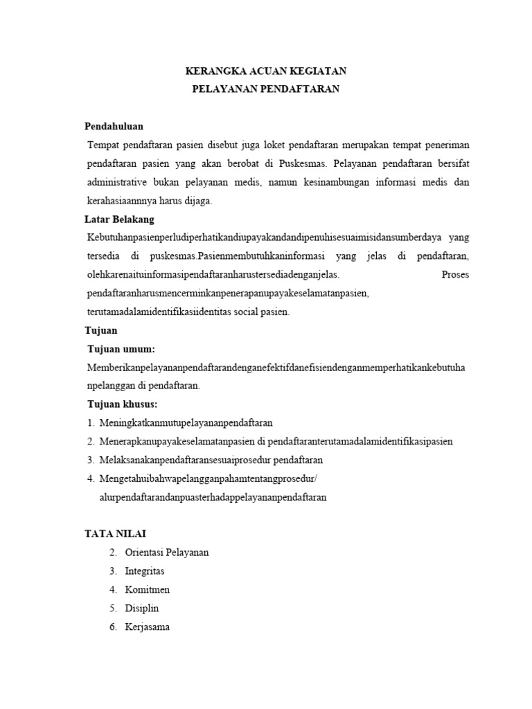 2 Kak Pendaftaran | PDF | Pengelolaan Keuangan & Uang